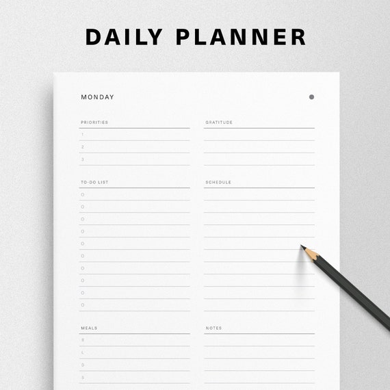 Daily Planner 7 Days Printable Daily Productivity Minimal - Etsy