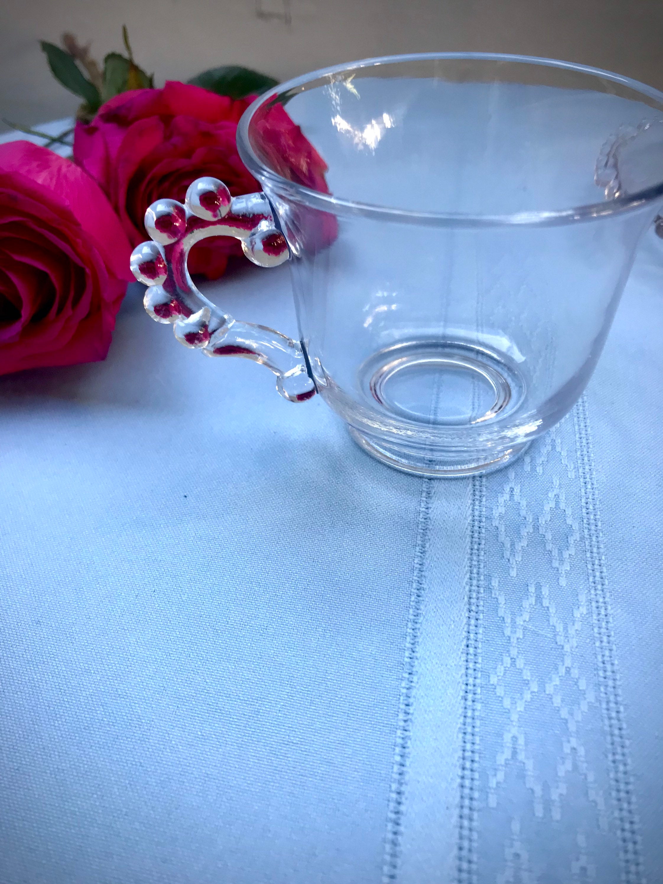 Vintage Candlewick Glass Cup and Saucer - Etsy