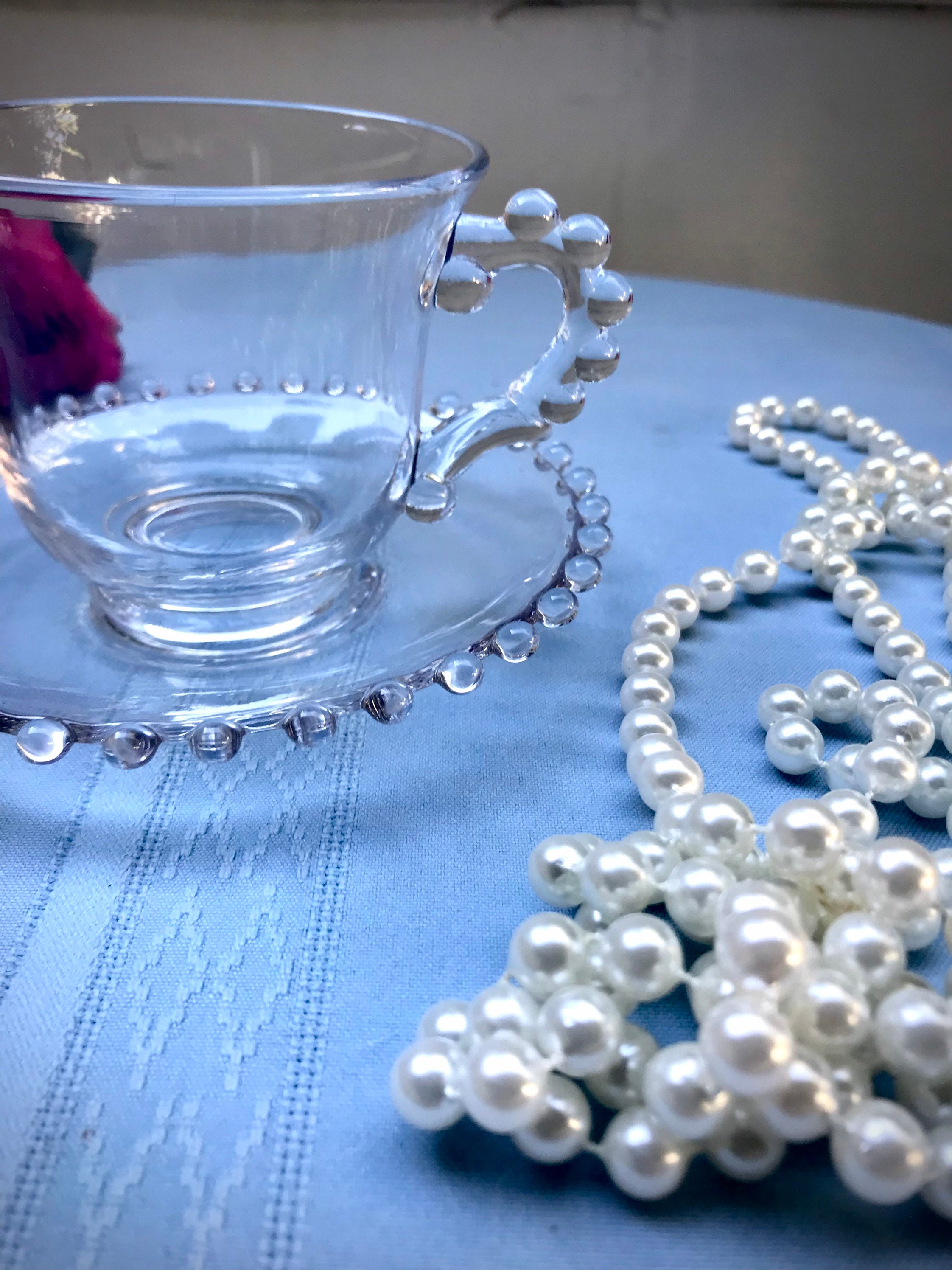 Vintage Candlewick Glass Cup and Saucer - Etsy