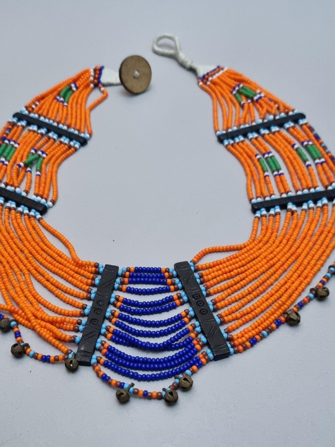 PERSIMMON LUXE Egyptian Revival Festoon Bib Vintage 14 Strand Konyak ...