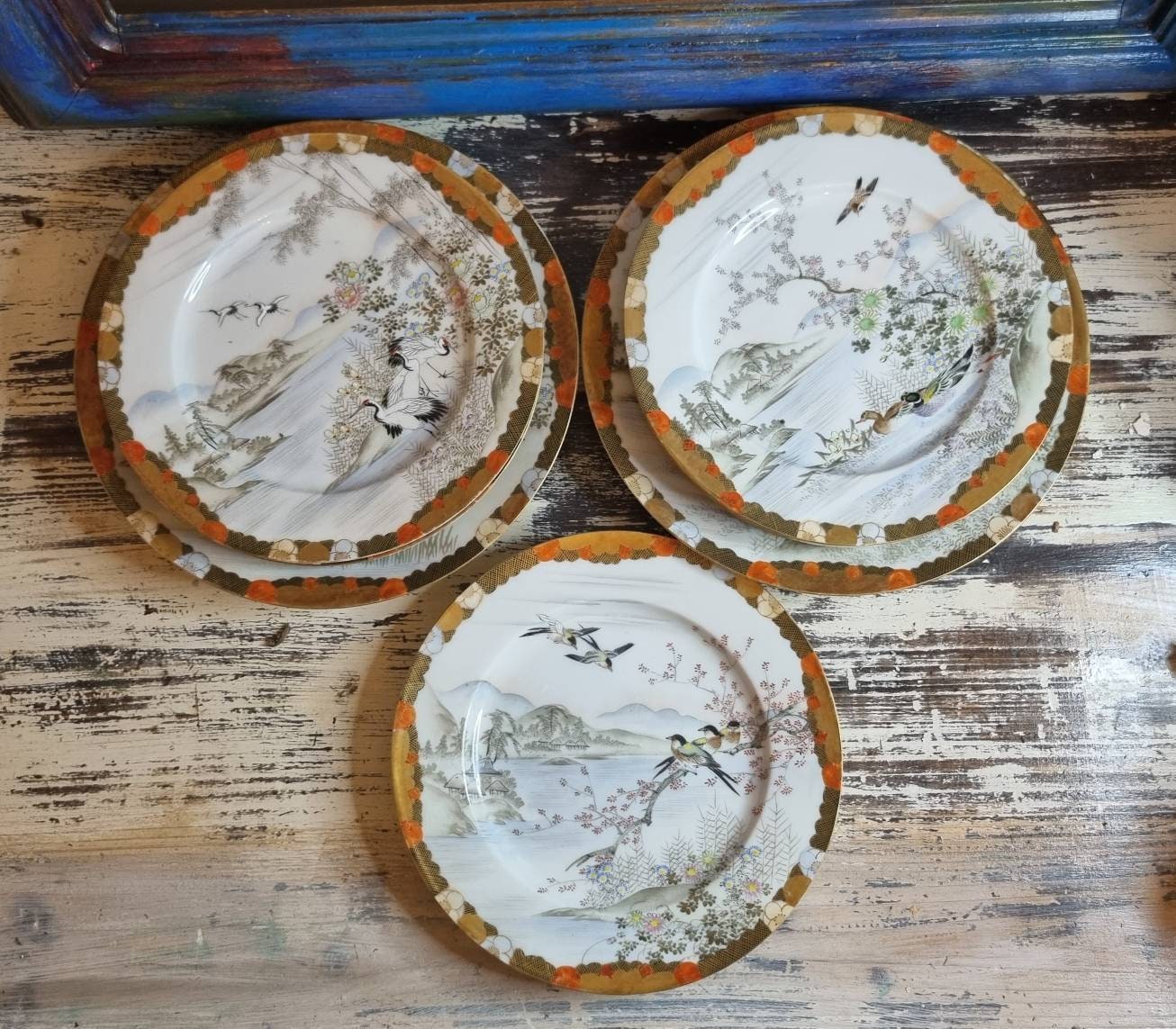 Antique KUTANI Japanese Plates X 9 Eggshell Porcelain Gilded Hand ...