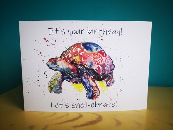 Greeting Card. Tortoise Birthday Card It's Your Birthday | Etsy