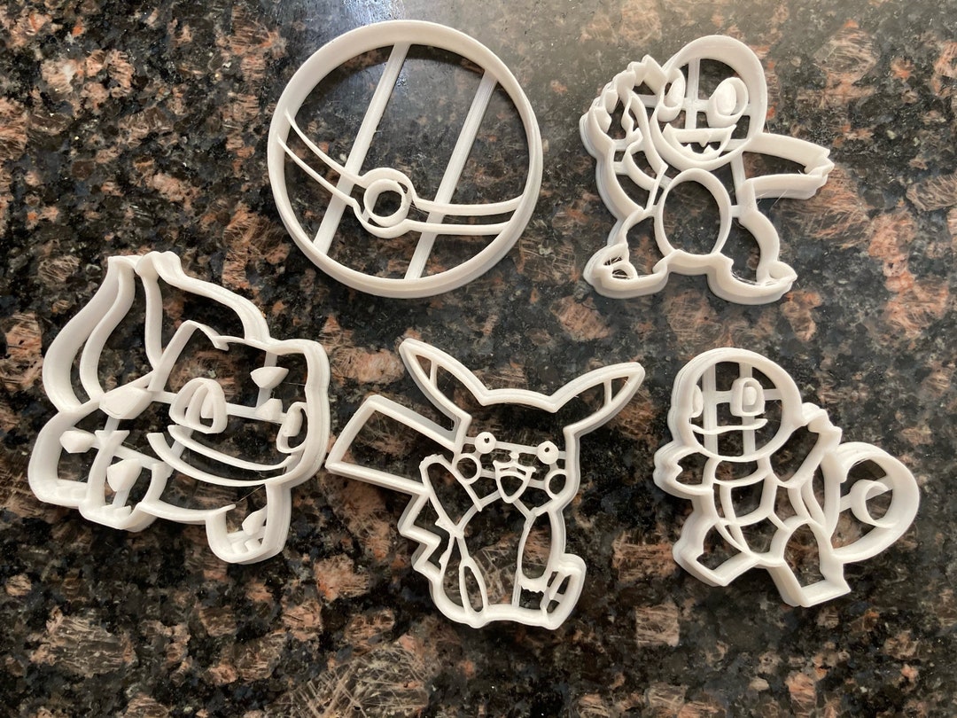 Pokémon Cookie Cutter Set of 5, Unique 3D Printed Anime Fondant Cookie ...