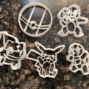 Pokémon Cookie Cutter Set of 5, Unique 3D Printed Anime Fondant Cookie ...