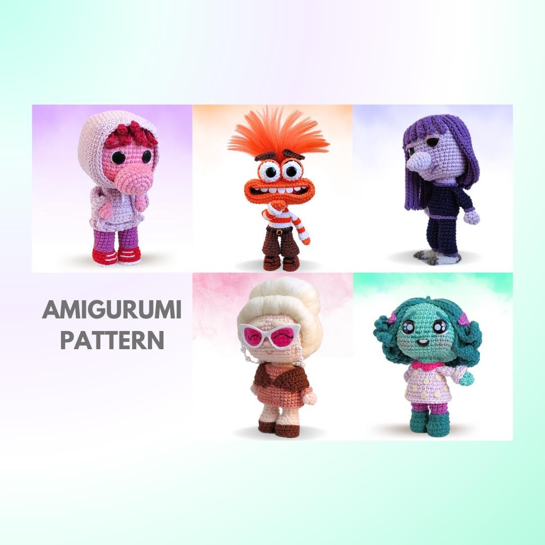 Inside Out 5 Emotions Crochet Pattern, Amigurumi Pattern, PDF English ...