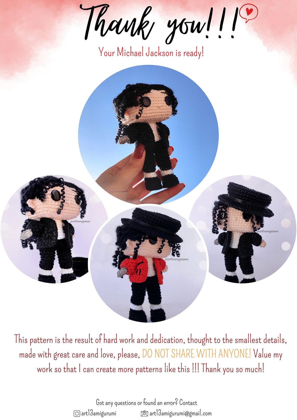 Michael Jackson Crochet Pattern Amigurumi Pattern PDF - Etsy