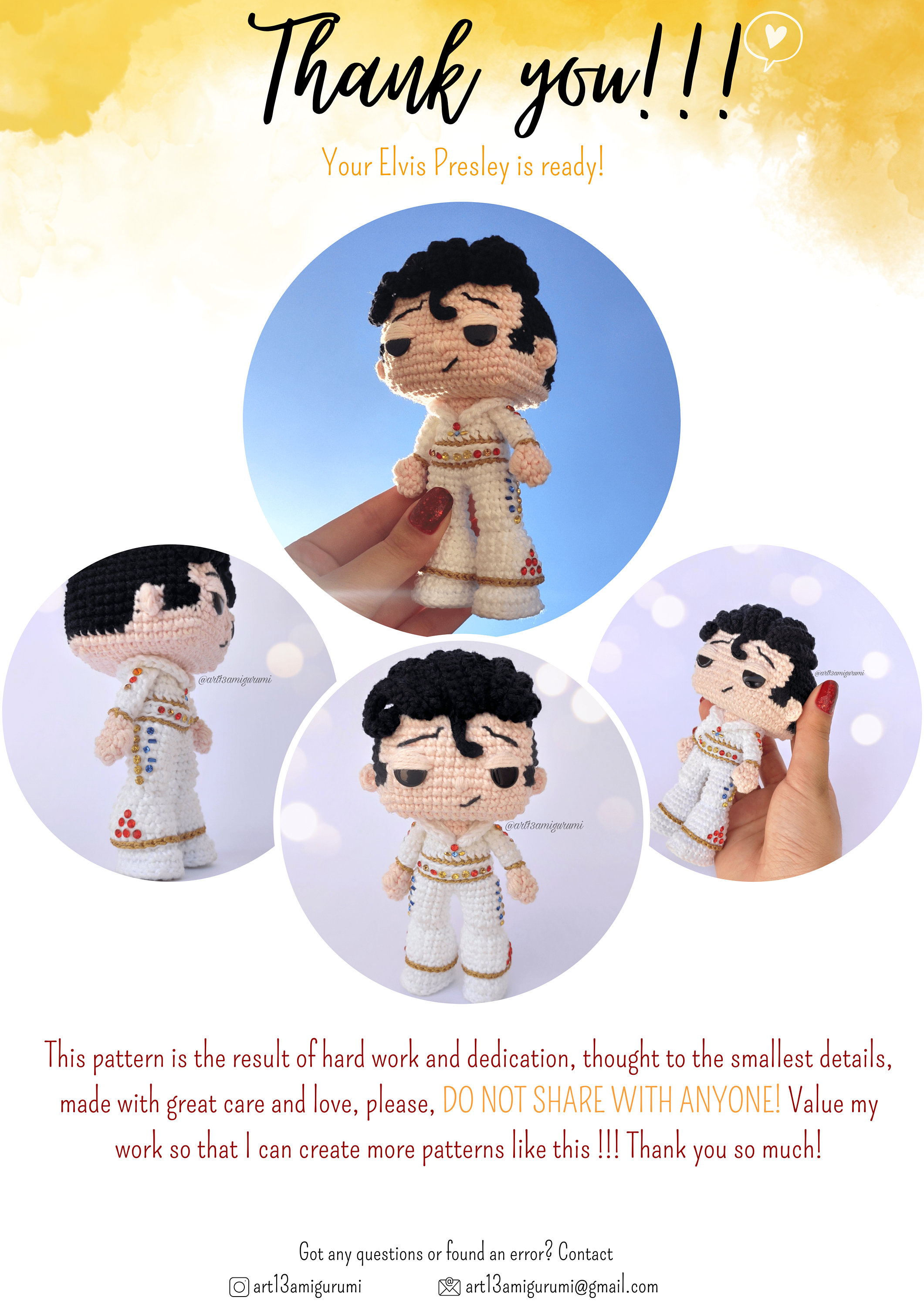 Elvis Presley Crochet Pattern Amigurumi Pattern PDF English - Etsy Australia