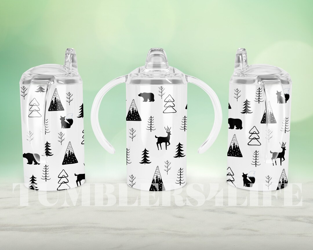Scandinavian Design Forest Animals, Black and White, Straight Sippy Cup ...