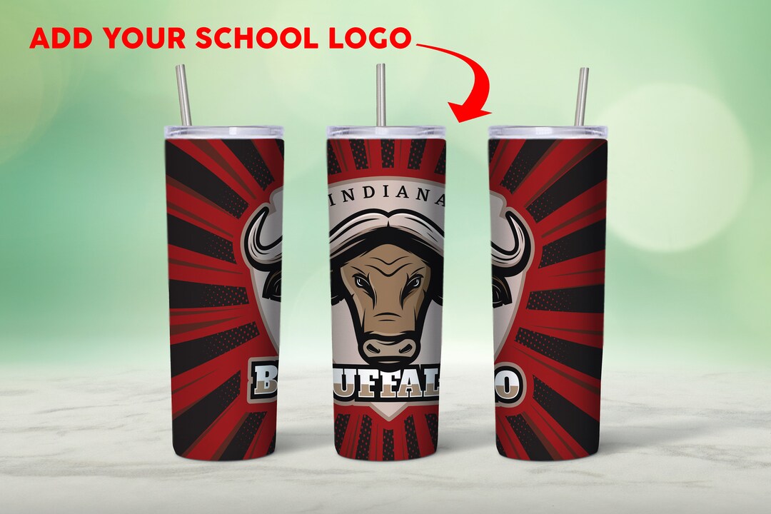 Add Your Logo, Red Black School Colors, 20oz Skinny Tumbler Sublimation ...