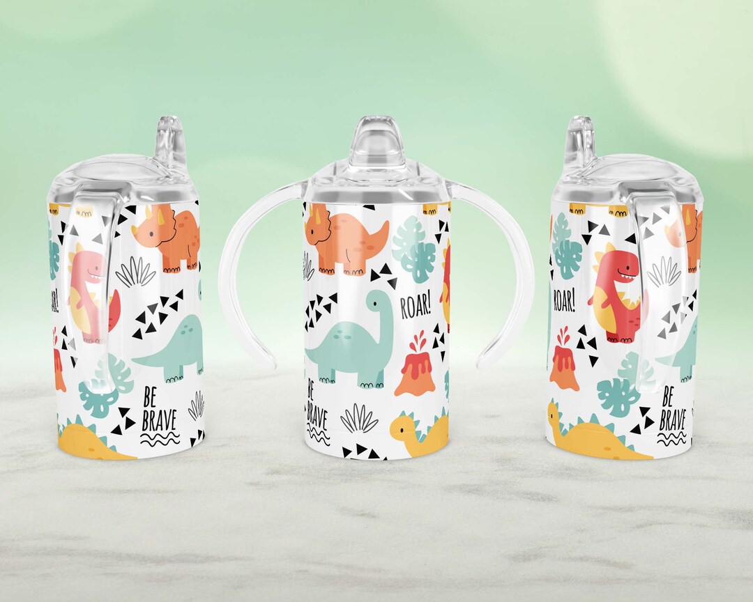 Cute Dinosaur Design Straight Sippy Cup Sublimation SEAMLESS Pattern ...