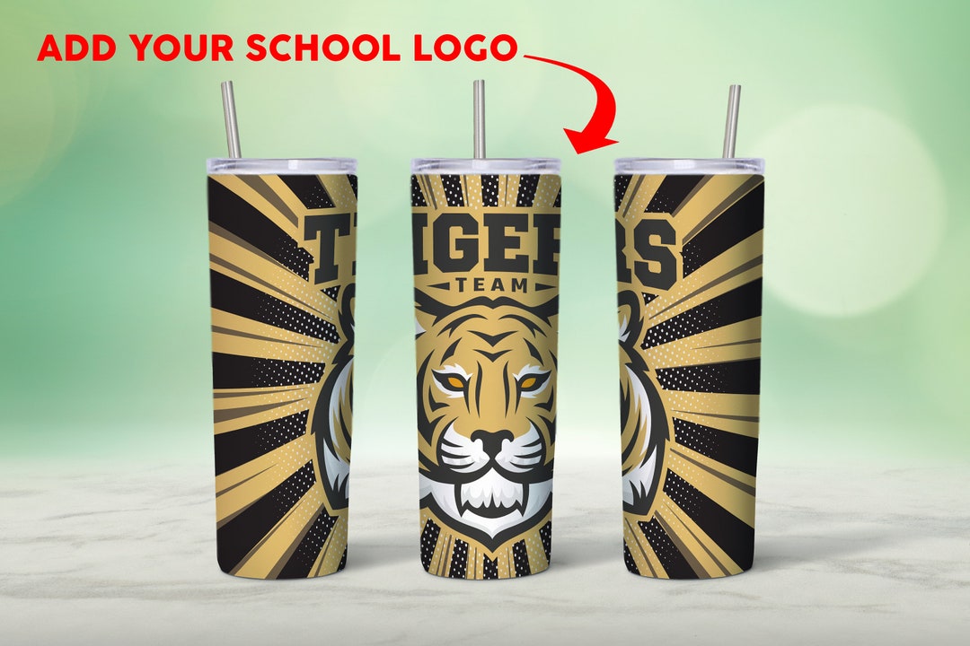 Add Your Logo, Gold Black School Colors, 20oz Skinny Tumbler ...