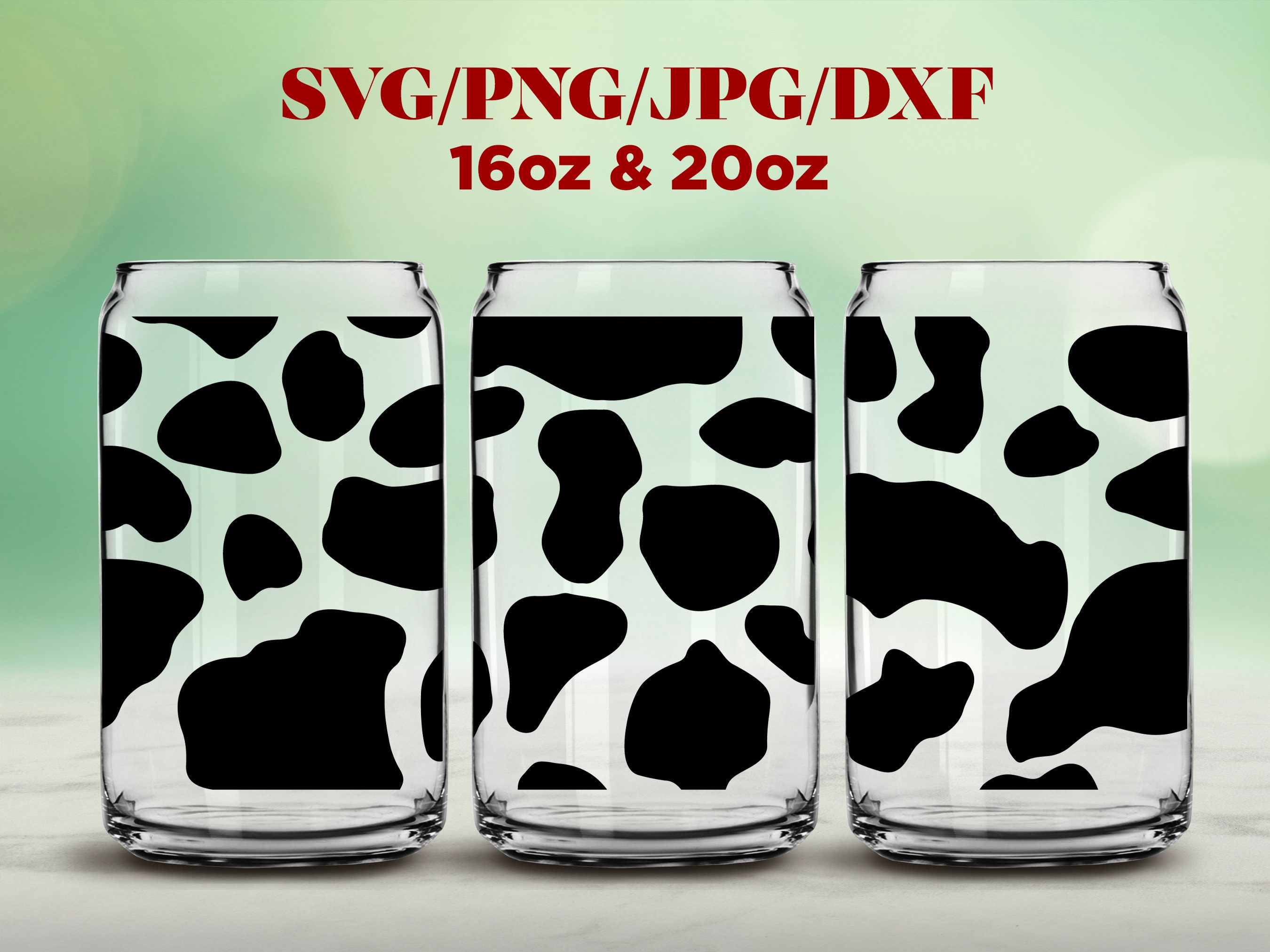 Cow Libbey Glass SVG Cow Print Beer Can Glass Beer Cow Print Can Glass ...