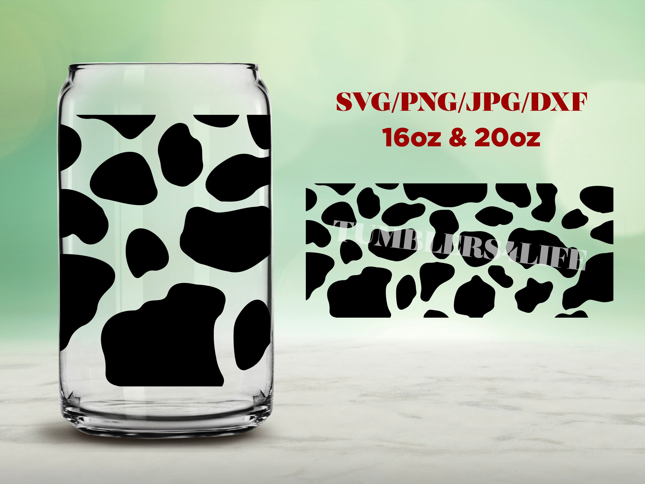 Cow Libbey Glass SVG Cow Print Beer Can Glass Beer Cow Print Can Glass ...