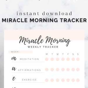 MIRACLE MORNING JOURNAL Weekly Miracle Morning Tracker, the Miracle ...