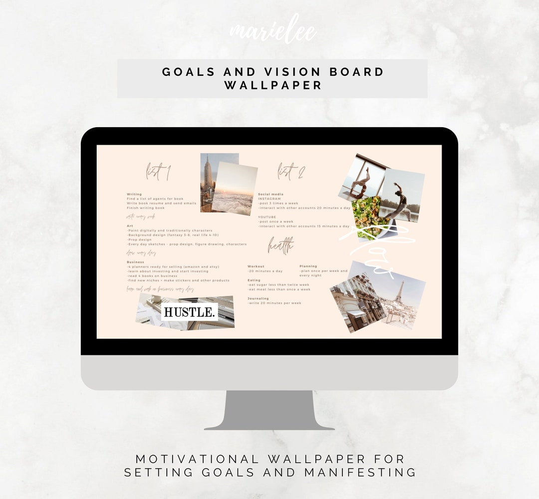 TEMPLATE Neutral Desktop Wallpaper Goal Setting and Vision Board ...