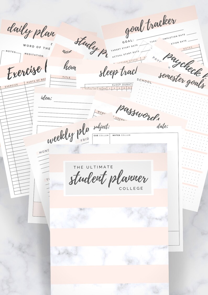Student Planner Study Planner Printable Academic Planner College School ...