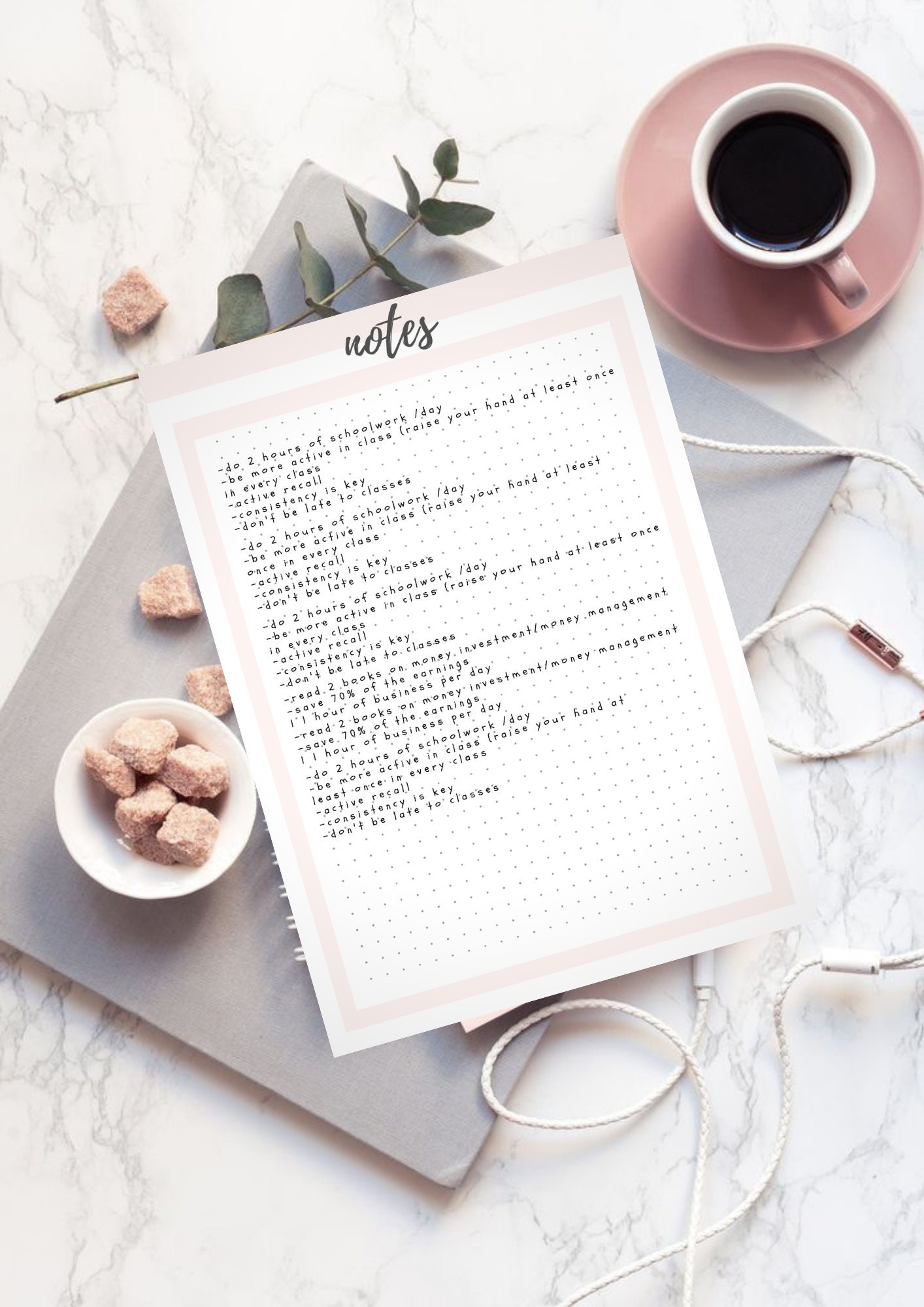 Minimal Notes Printable, Dotted Note Paper, Notes Page Planner ...