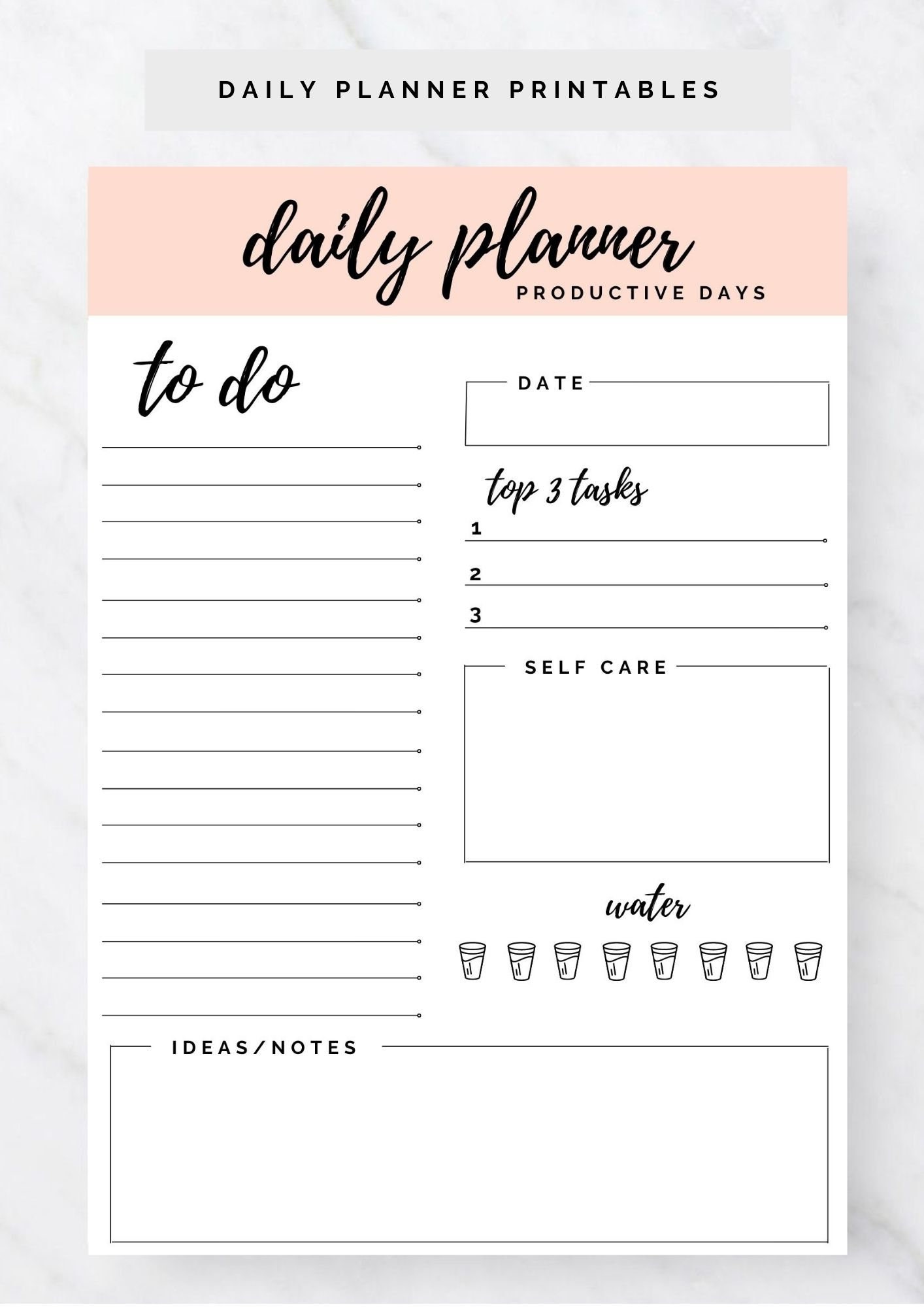 Daily Pink Planner Printable Planner Daily Schedule Daily | Etsy