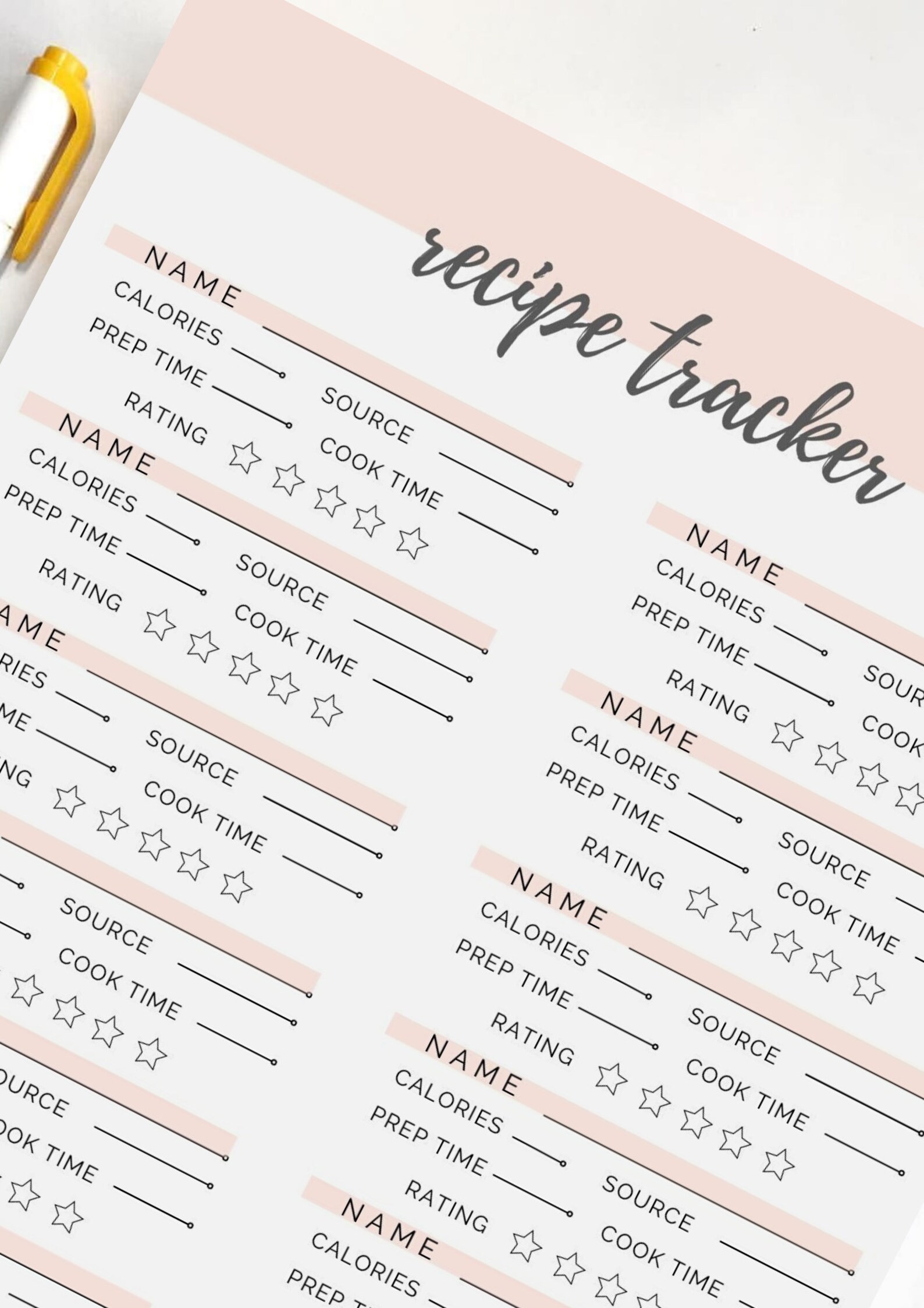 Recipe Sheet Printable Planner Insert Blank Cook Book | Etsy