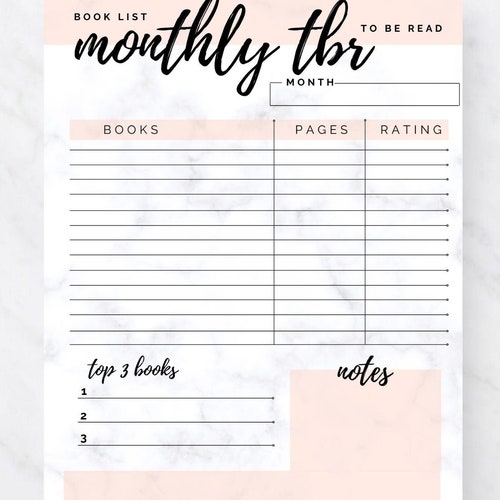 Monthly Book Page and Stars Trackers for Reading Planner or - Etsy