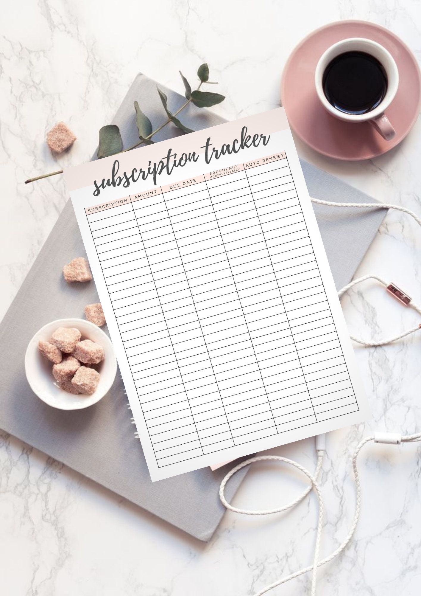 Subscription Tracker Printable Subscription Log Expense Tracker Planner ...