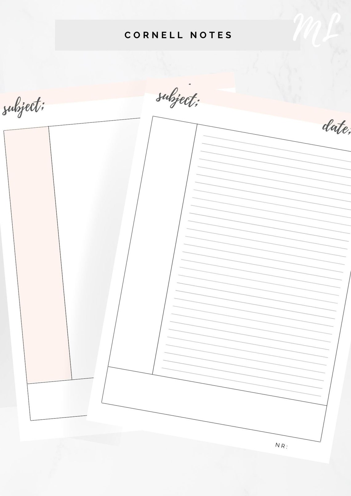 SIMPLE Cornell Notes Method Paper Student Note Template Dot Grid Lined ...