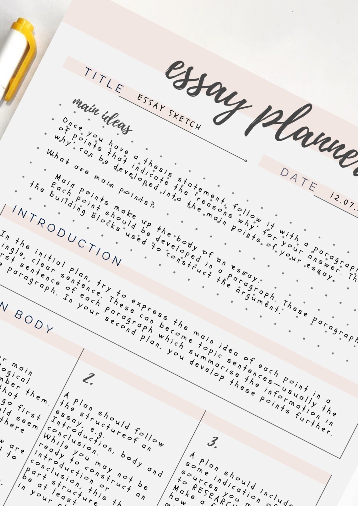 Essay Planner Printable Essay Template Essay Plan Essay - Etsy