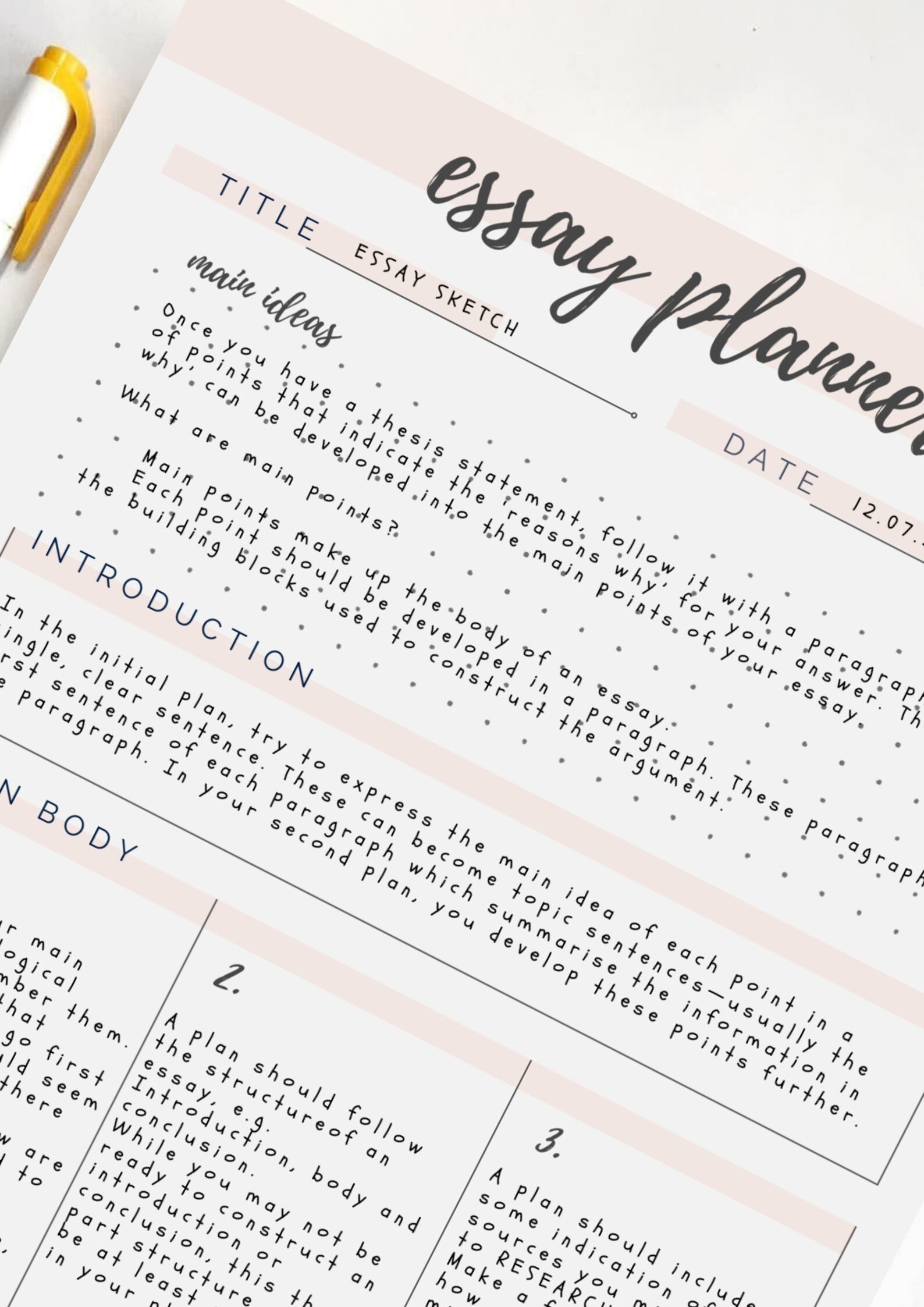 Essay Planner Printable | Essay Template, Essay Plan, Essay Rough Draft ...