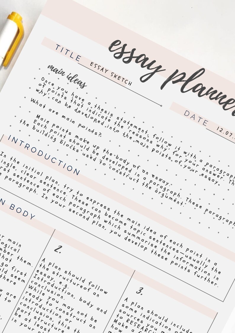 Essay Planner Printable | Essay Template, Essay Plan, Essay Rough Draft ...