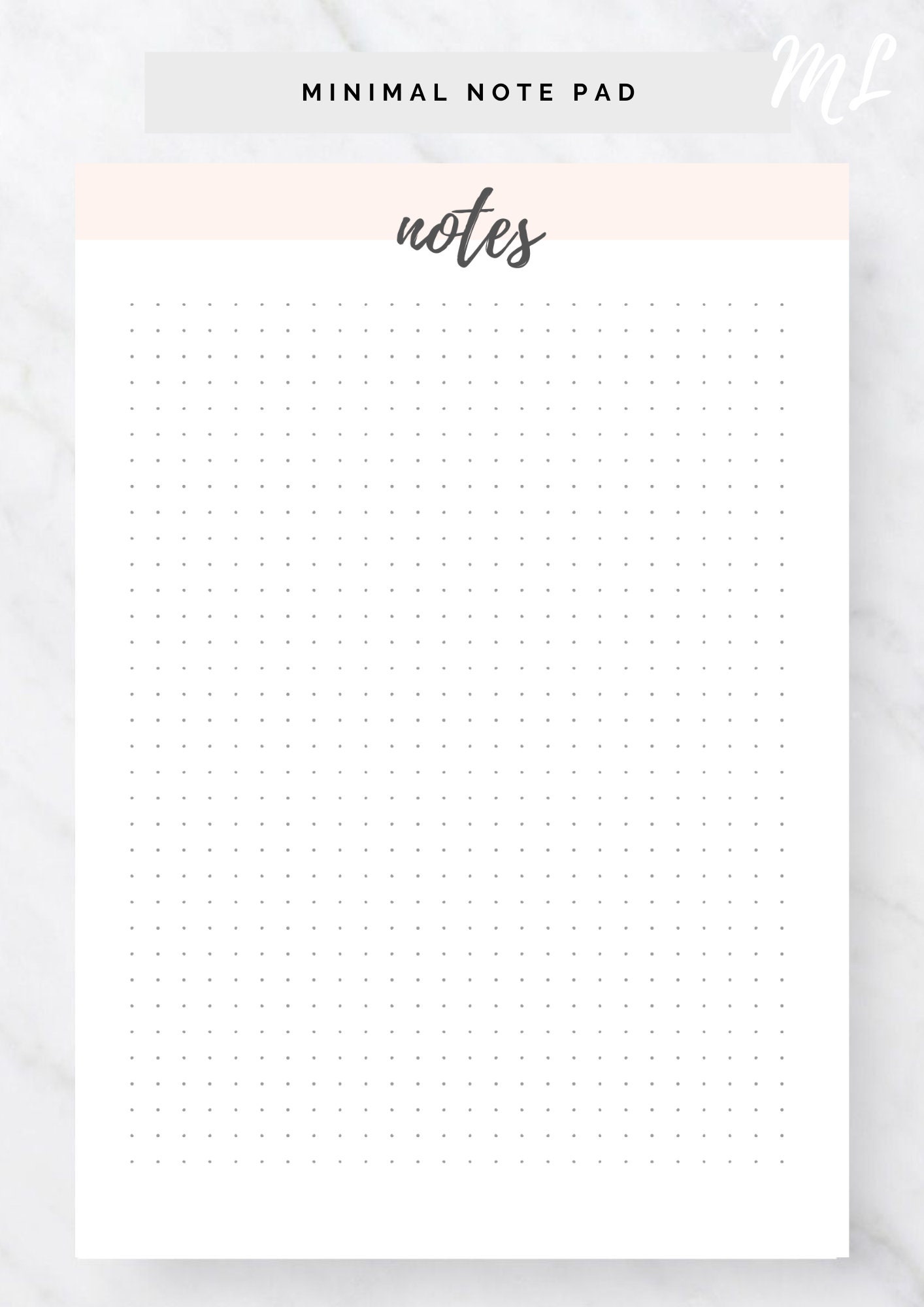 Minimal Notes Printable, Dotted Note Paper, Notes Page Planner ...