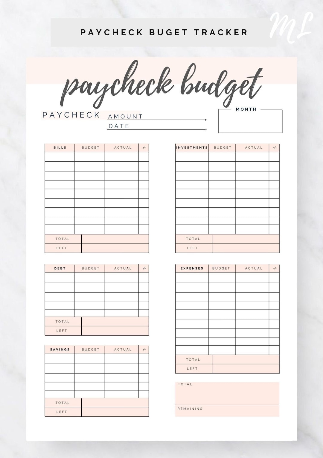 Paycheck Budget Printable | Budget by Paycheck | Paycheck Budgeting ...