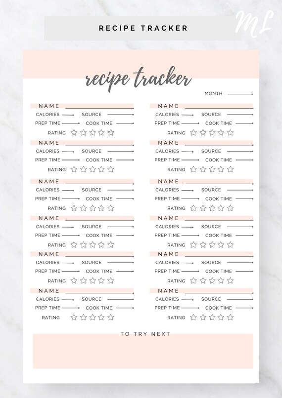 Recipe Sheet Printable Planner Insert Blank Cook Book | Etsy