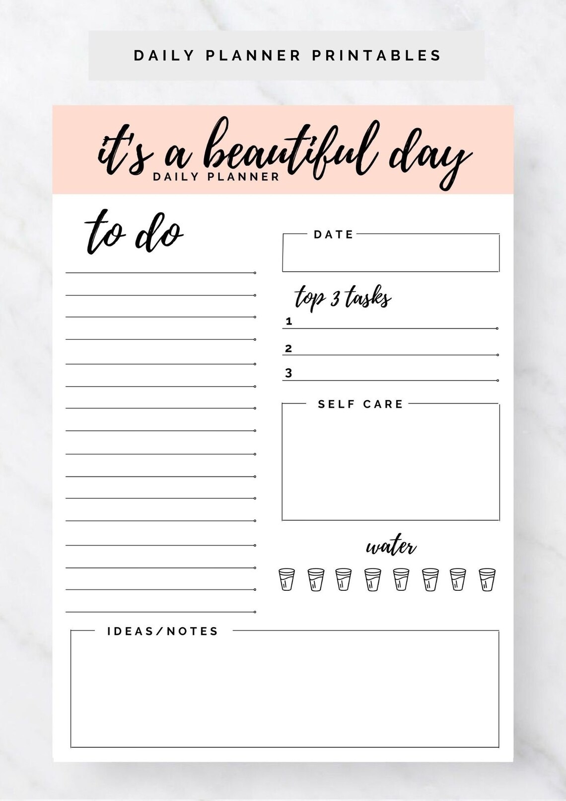 Daily Pink Planner, Printable Planner, Daily Schedule, Daily Organizer ...