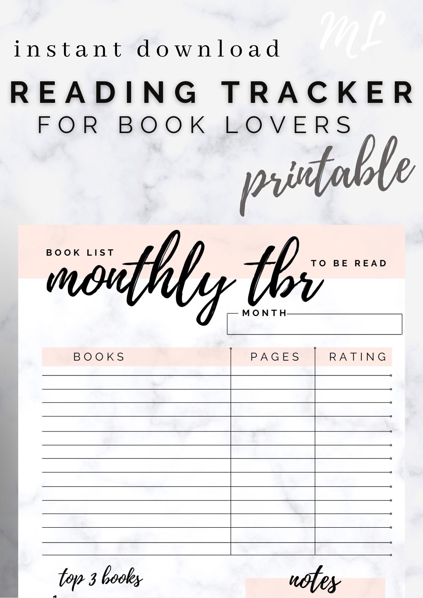 Monthly Book Page and Stars Trackers for Reading Planner or Journal ...