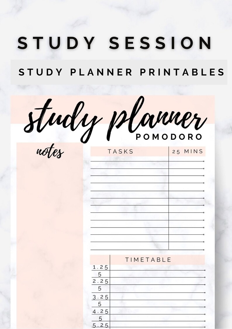 Daily Pomodoro Study Planner and Guide University Student - Etsy