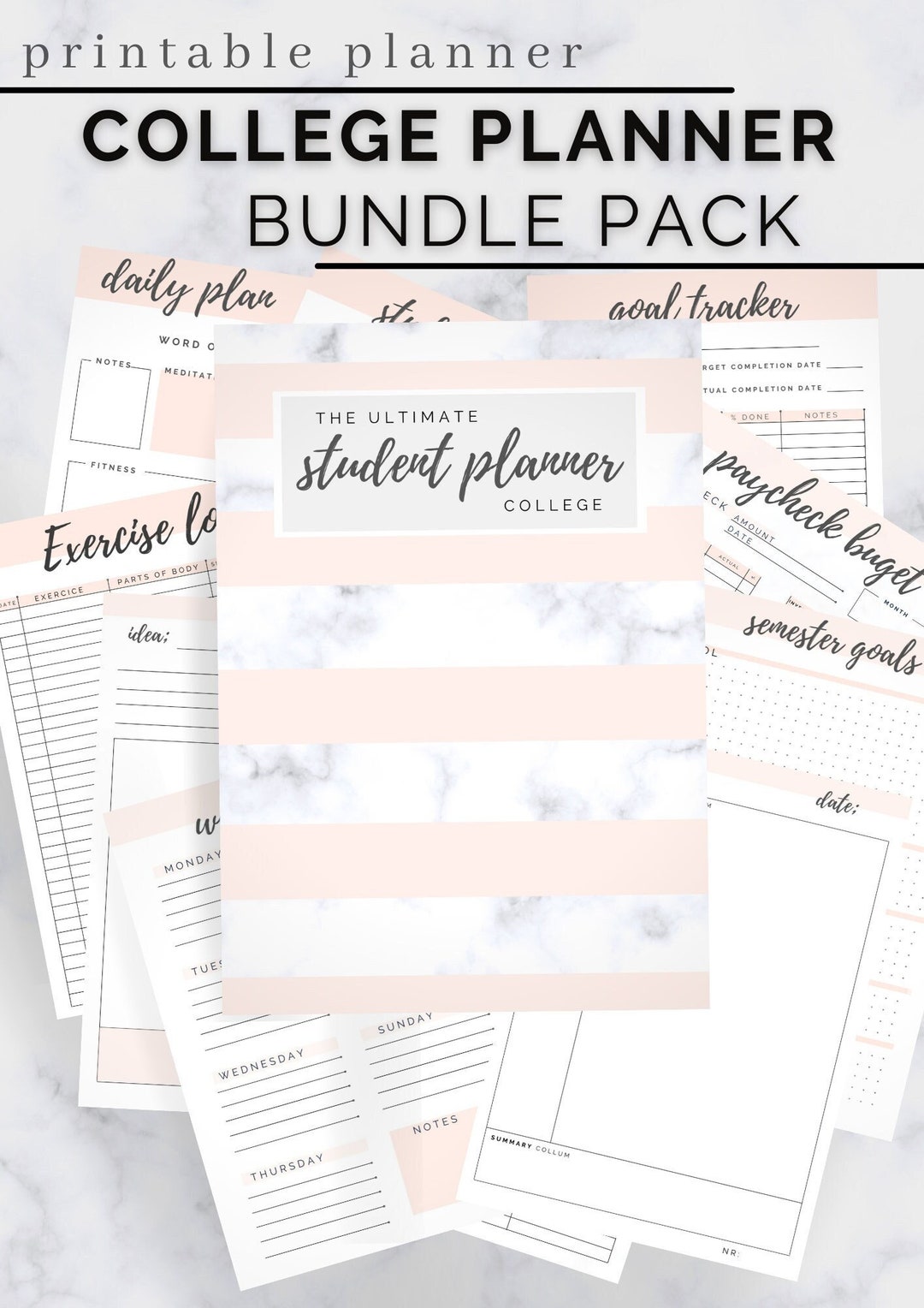 Student Planner Study Planner Printable Academic Planner College School ...