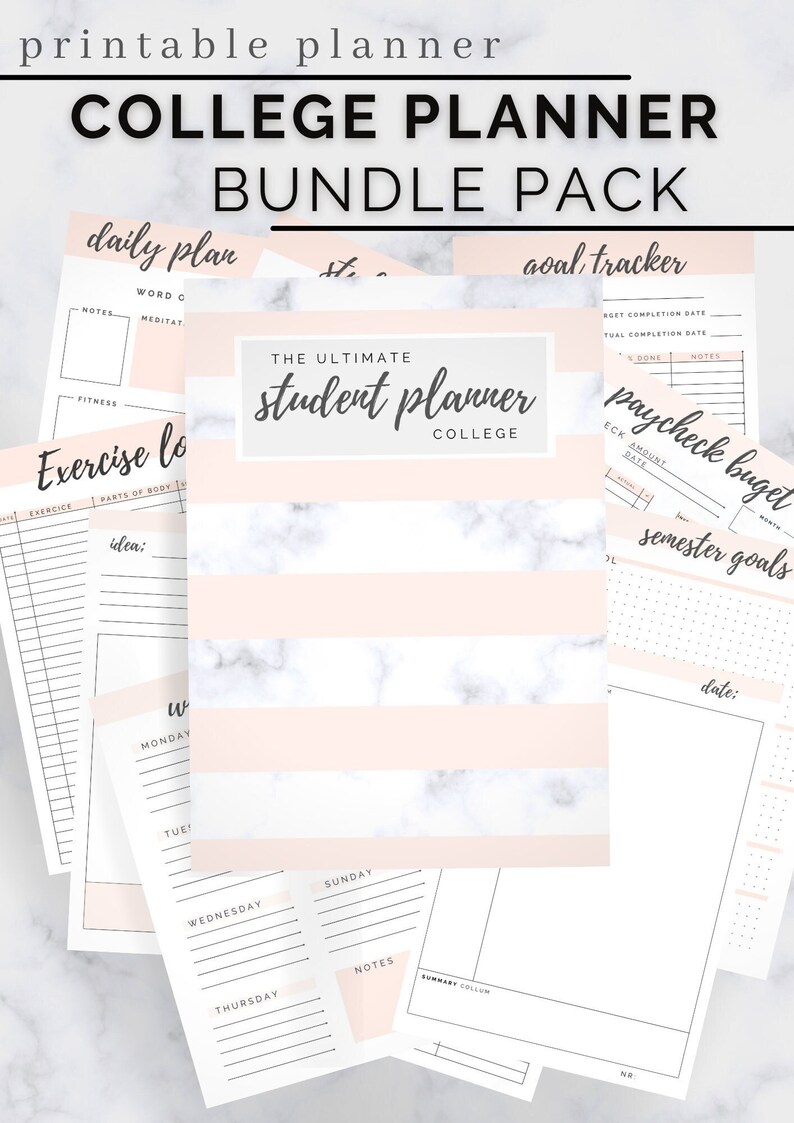 Student Planner Study Planner Printable Academic Planner College School ...