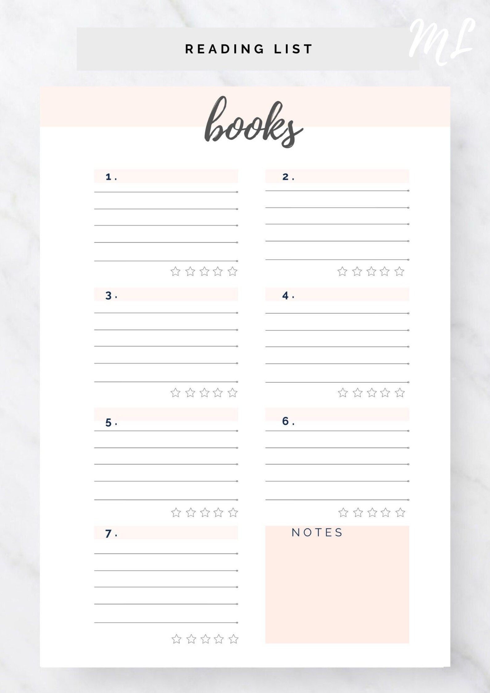 Monthly Book Page and Stars Trackers for Reading Planner or Journal ...