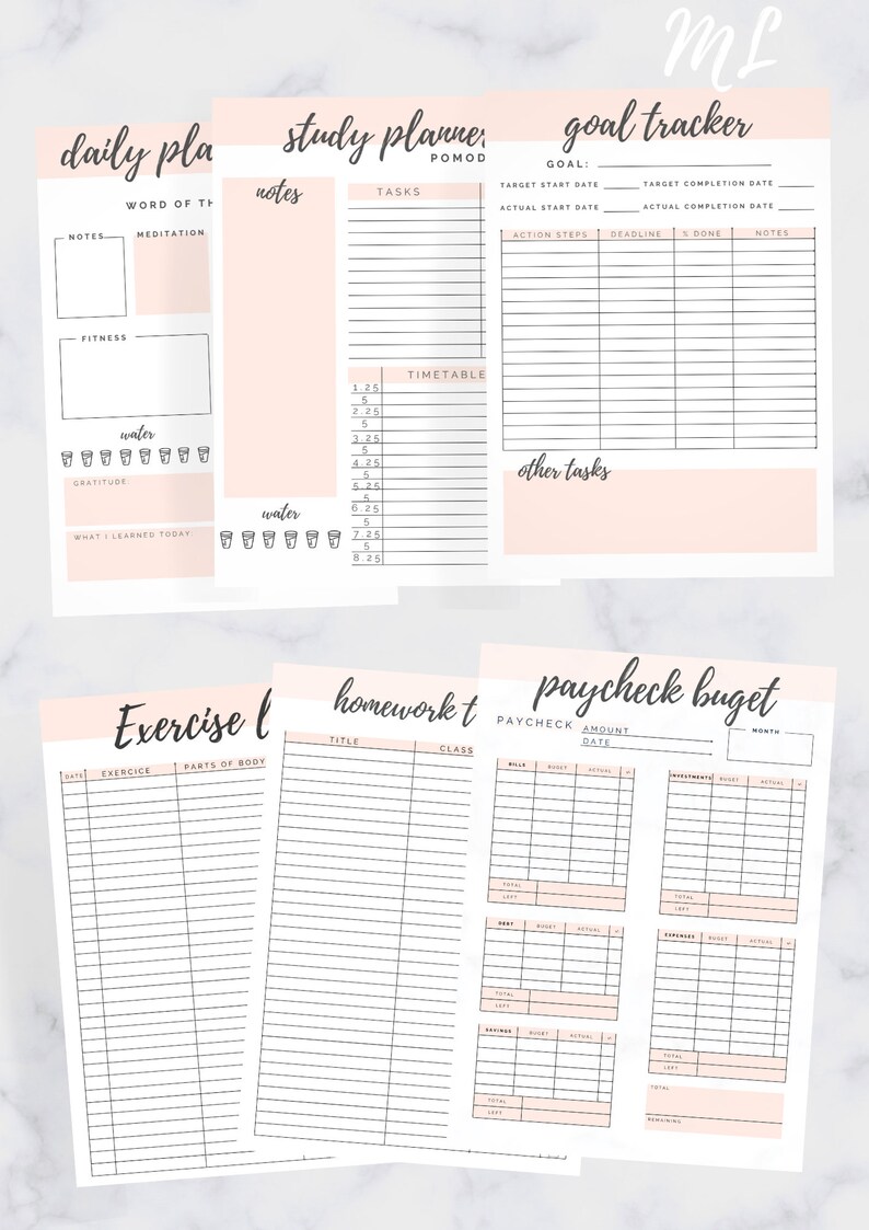 Student Planner Study Planner Printable Academic Planner College School ...