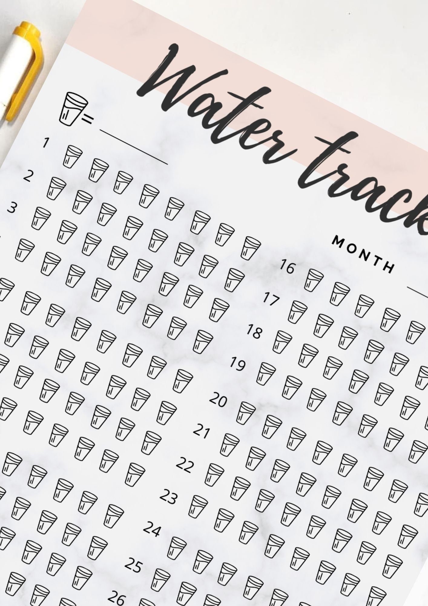 Water Intake Tracker - Water Tracker - Minimal Water Journal - Water ...