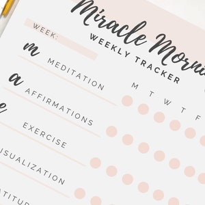 MIRACLE MORNING JOURNAL Weekly Miracle Morning Tracker, the Miracle ...