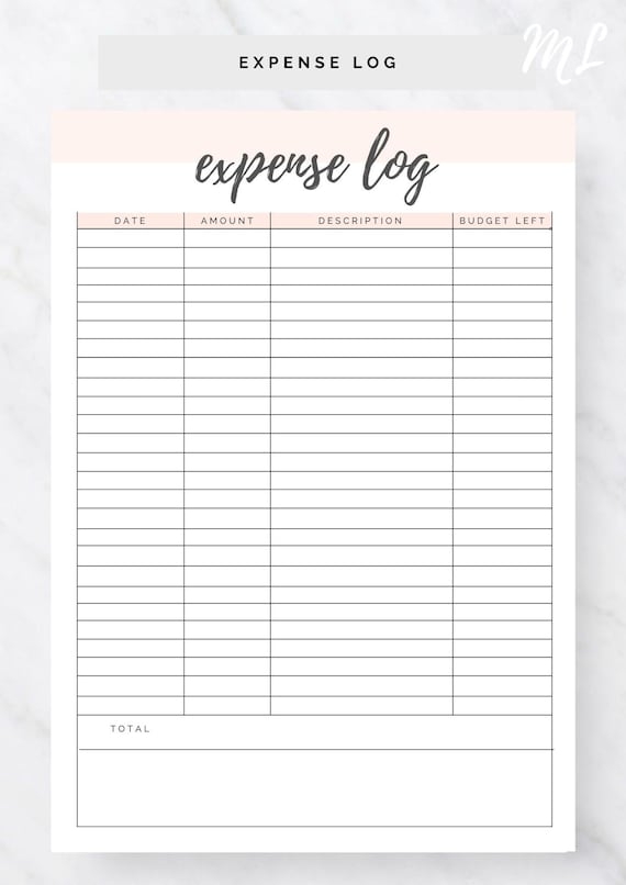 Expense Log Printable Expense Tracker Spending Sheet Purchase | Etsy