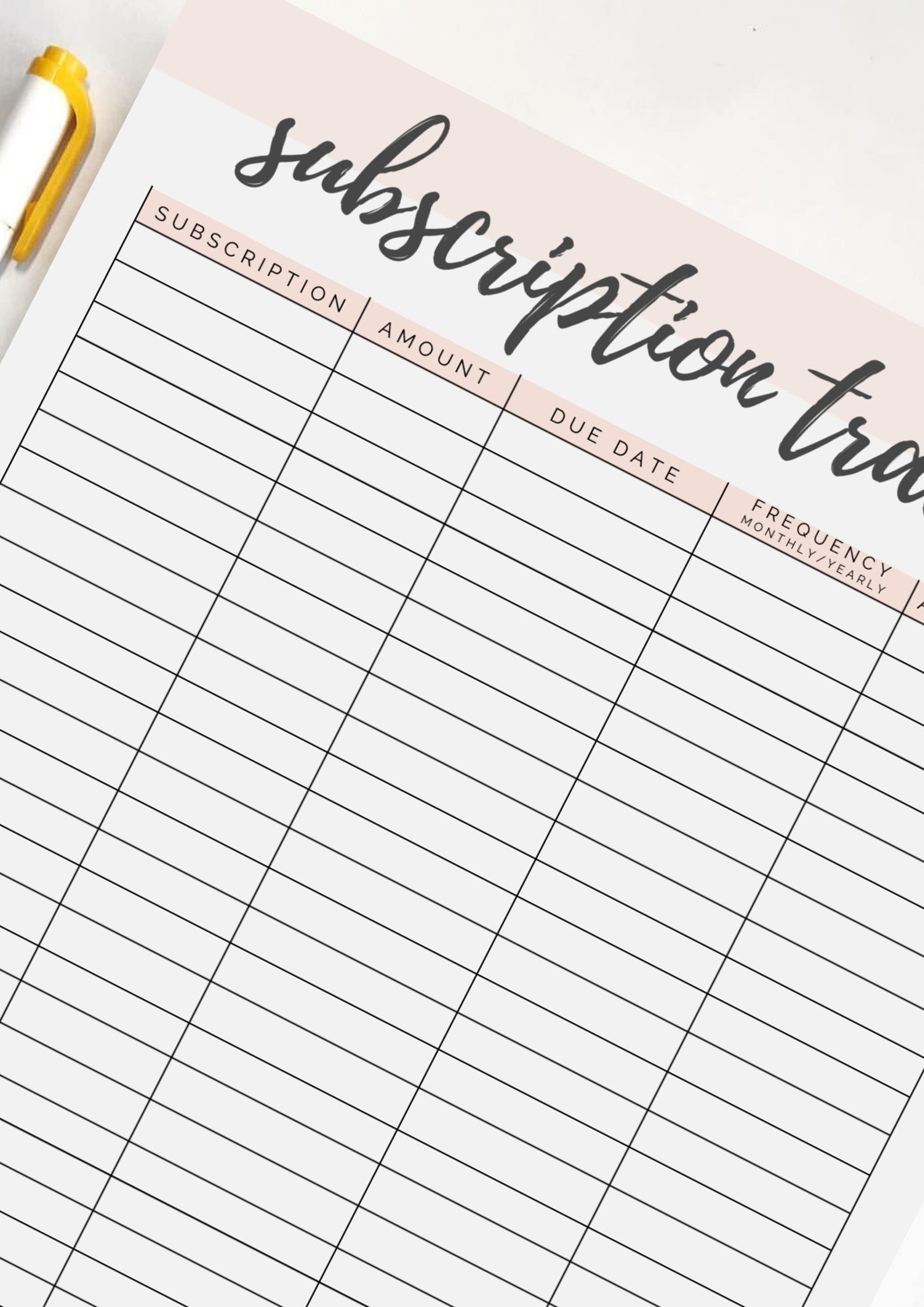Subscription Tracker Printable Subscription Log Expense Tracker Planner ...