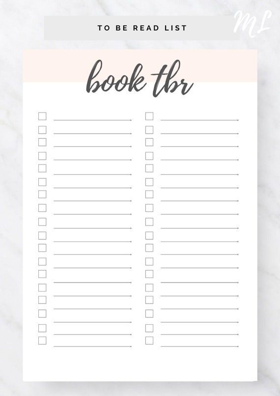 Monthly Book Tbr to Be Read Reading List for Planner or - Etsy