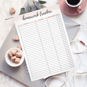 Homework Tracker, Printable Planner, Homework Planner, Assignment ...