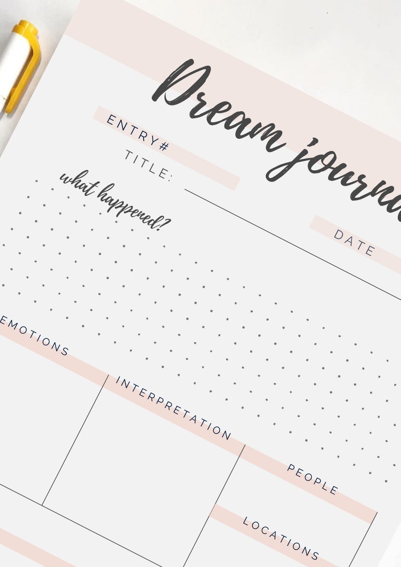Dream Journal Planner Template, Printable Templates, Dream Inserts ...