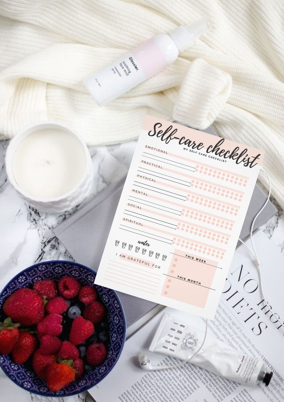 Daily Self Care Checklist Printable Self Care Habit Tracker Wellness