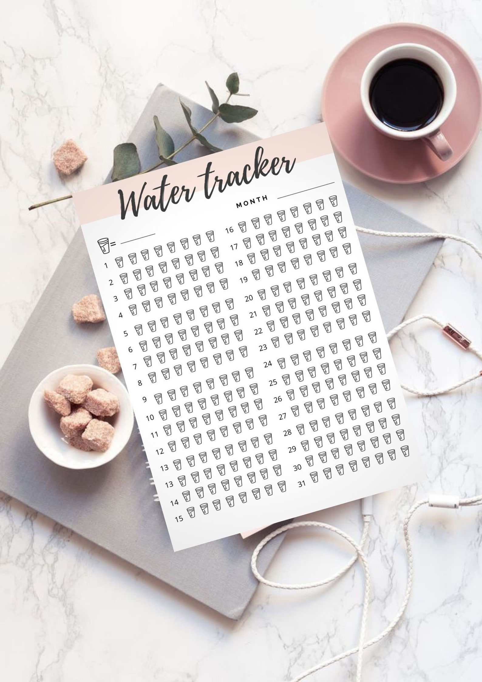 Water Intake Tracker - Water Tracker - Minimal Water Journal - Water ...