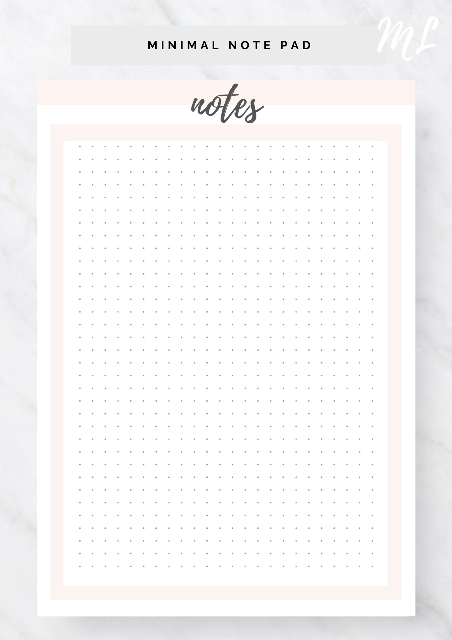Minimal Notes Printable, Dotted Note Paper, Notes Page Planner ...