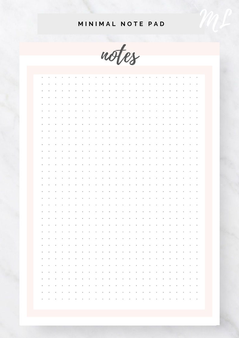 Minimal Notes Printable, Dotted Note Paper, Notes Page Planner ...